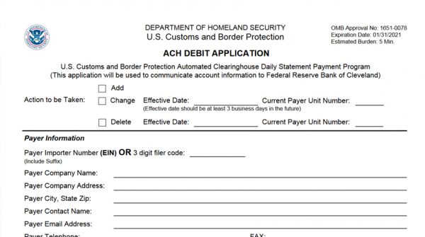 What is Customs ACH account? - NYC Supply Chain Solutions Inc.